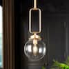 Uolfin Modern Globe Island Pendant Light Naomi 1-Light Brass Gold Round ...