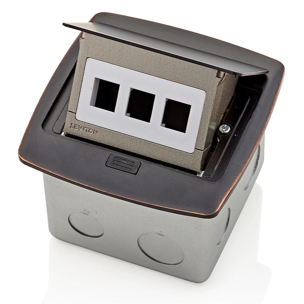 Leviton Pop-Up Floor Box with 3-Port QuickPort Insert, Bronze PFQP3-BZ ...