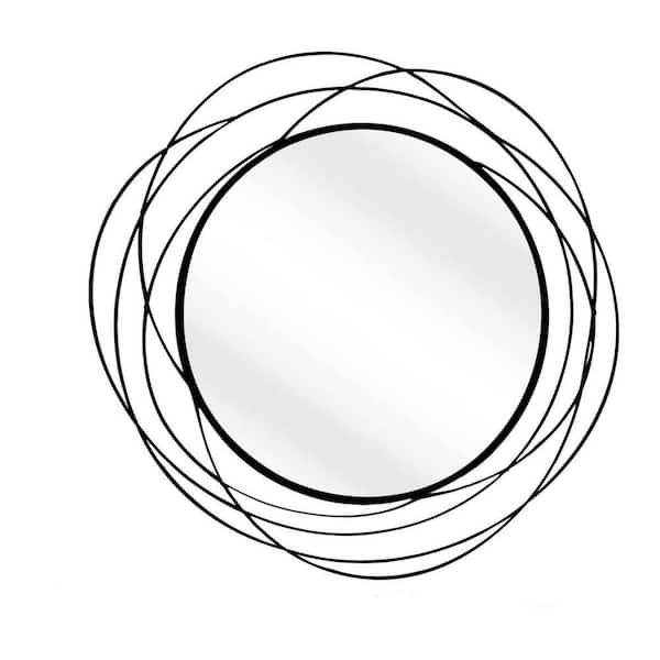Reviews for Black 20 in W x 20 in. H Mounted Round Metal Framed Mirror ...