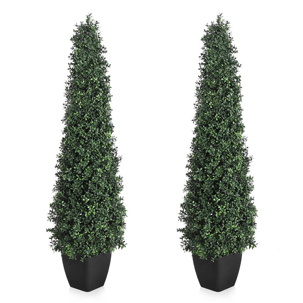 2 Pack 3 ft. Artificial Boxwood Topiary Trees, Topiaries Tree Potted ...