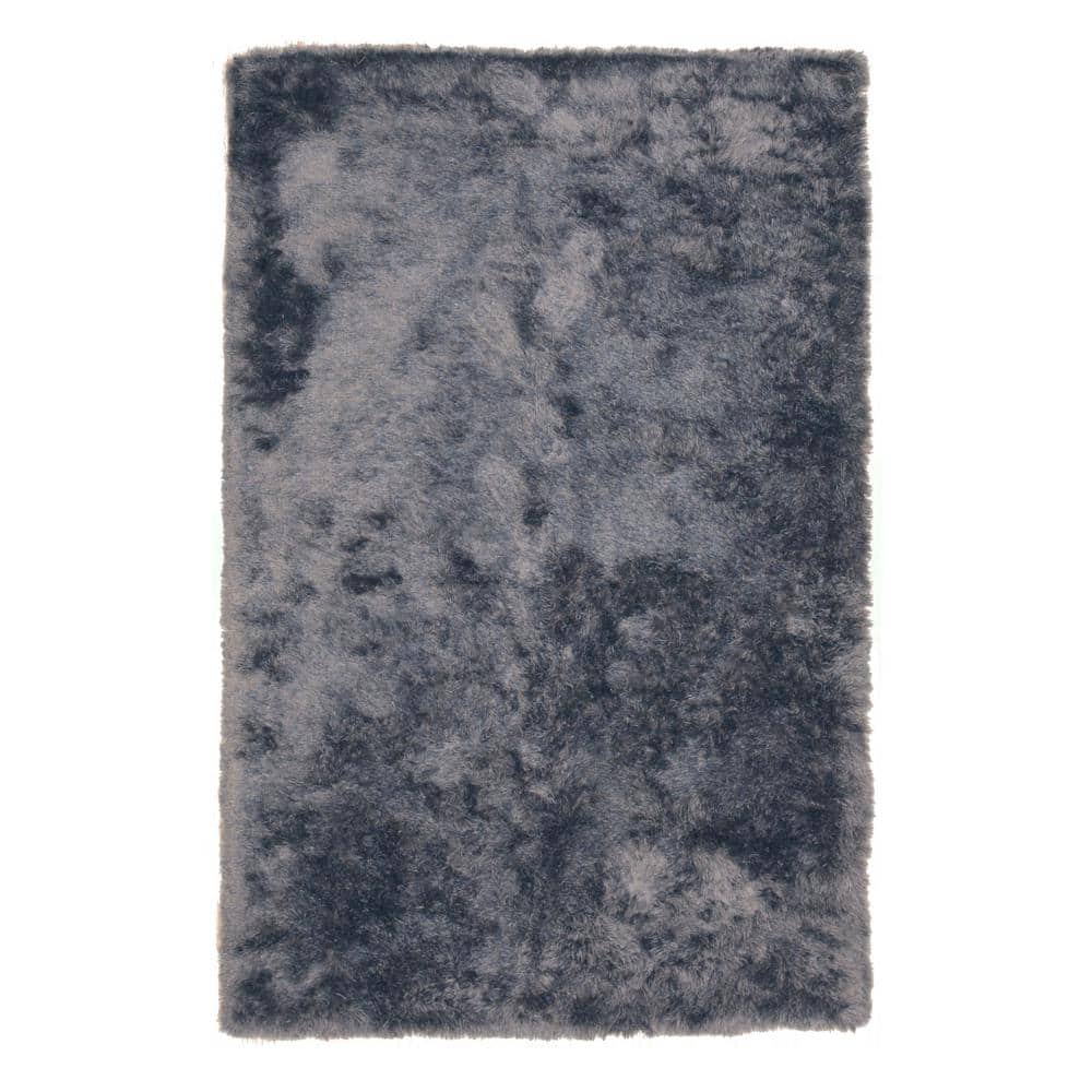 EORC Gray 5 ft. x 8 ft. Handmade Polyester Contemporary Solid London ...