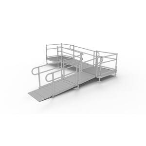 EZ-ACCESS PATHWAY 12 ft. L-Shaped Aluminum Wheelchair Ramp Kit with ...
