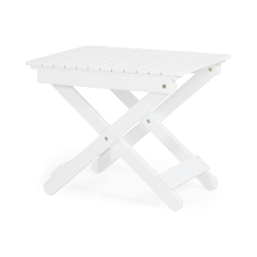 Zeus & Ruta 15 in. x 22 in. x 18 in. White Wood Outdoor Rectangle Side ...