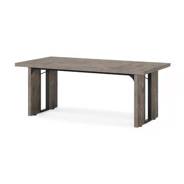 Benjara Ada 70.86 in. Rectangular Gray Wood Writing Desk with Metal ...