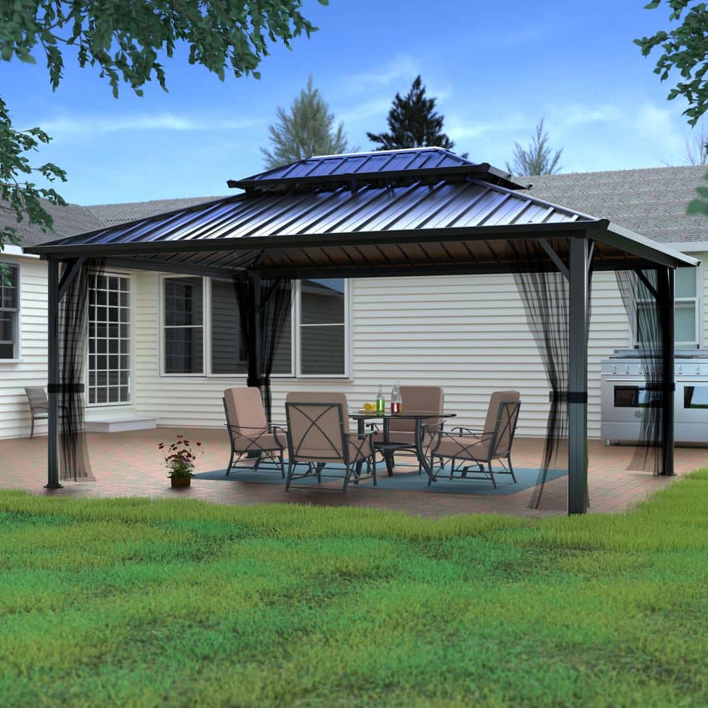 Have a question about VEIKOUS 14 ft. W x 12 ft. D Aluminum Hardtop Gazebo with Galvanized Double ...