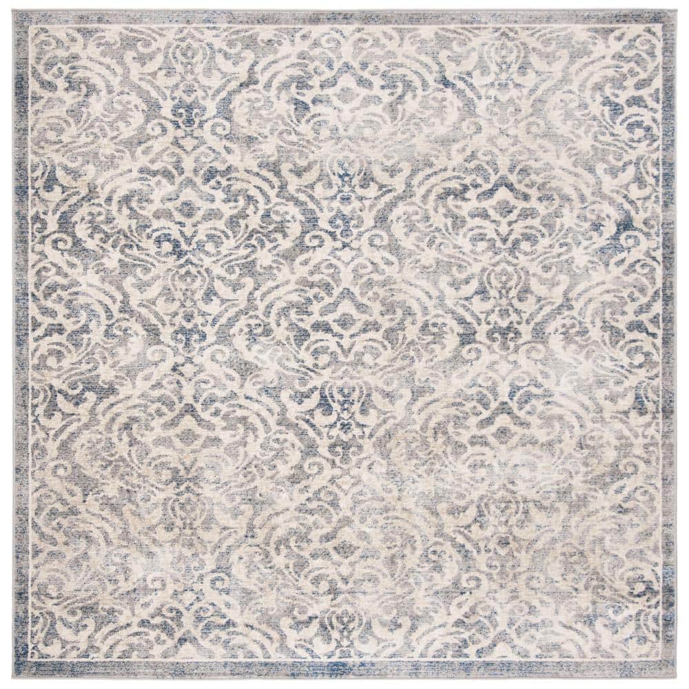 SAFAVIEH Brentwood Light Gray/Blue 7 ft. x 7 ft. Square Geometric ...