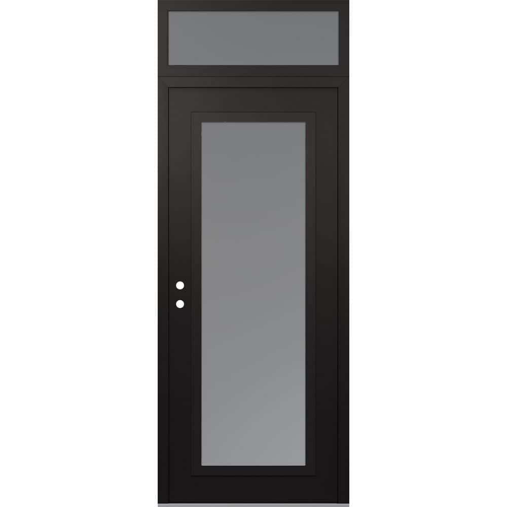 Tessari Doors C1 36 in. x 96 in. Black P Right-Hand/Inswing Frosted ...