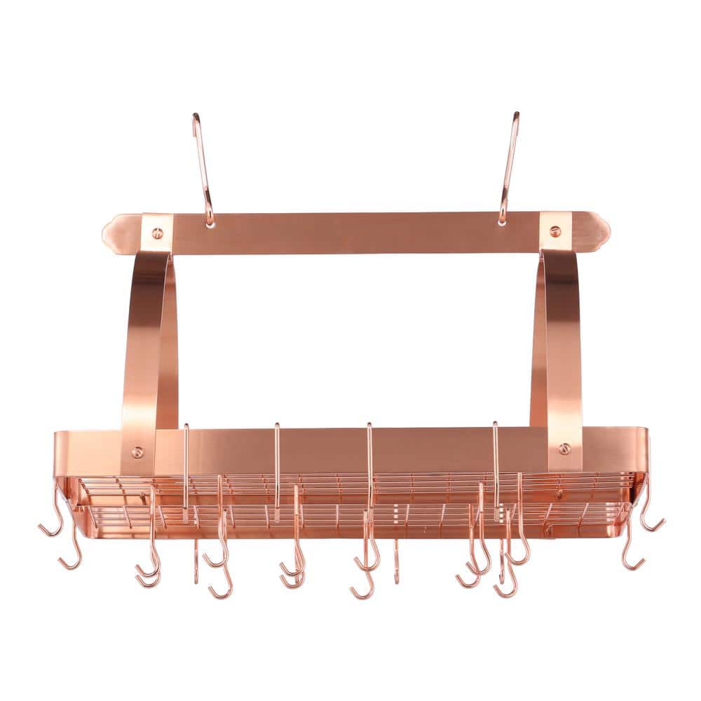 Old Dutch 30 in. x 20.5 in. x 15.75 in. Satin Copper Pot Rack with Grid ...