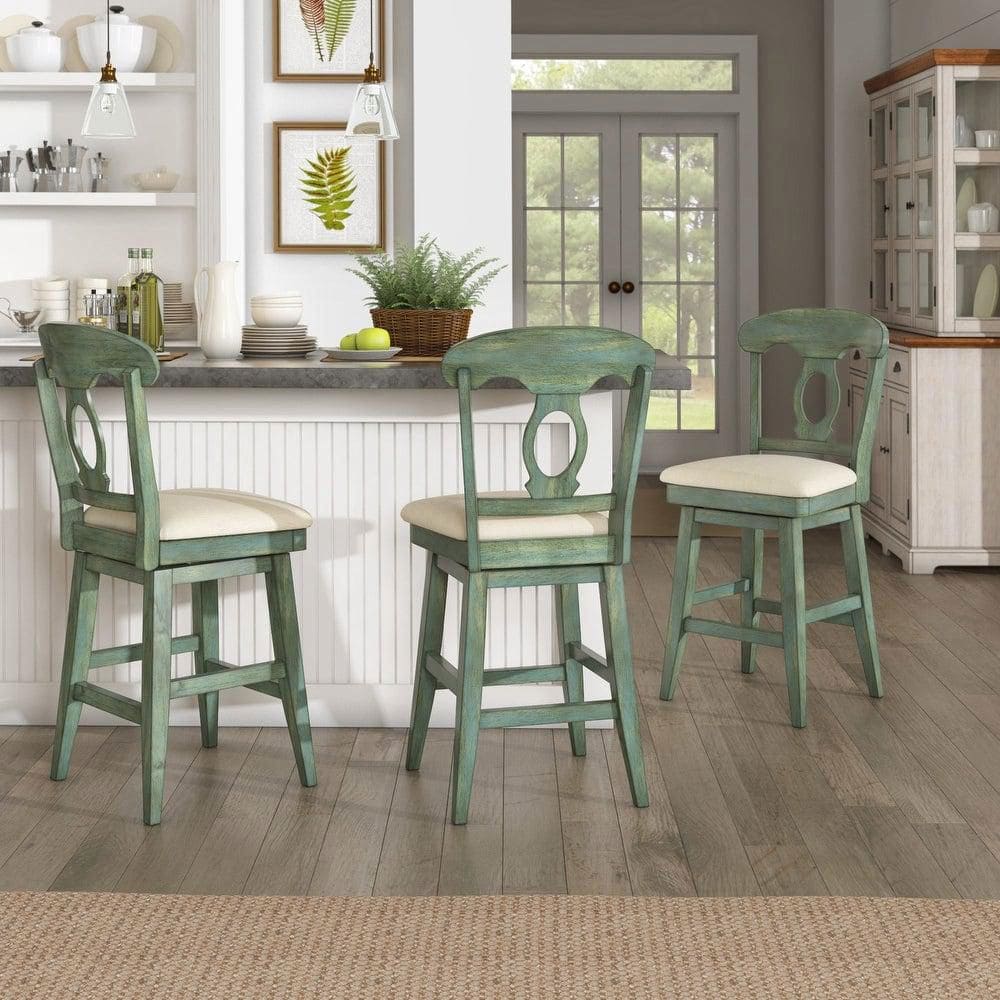 INSPIRE Q Antique Sage Napoleon Back Wood Swivel Bar Stool 40530SW4 ...