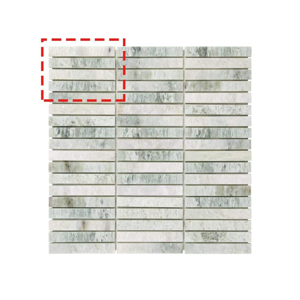 sunwings Stacked Green 6 in. x 6 in. Polished Natural Marble Mosaic ...