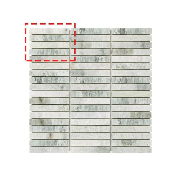 sunwings Stacked Green 6 in. x 6 in. Polished Natural Marble Mosaic ...