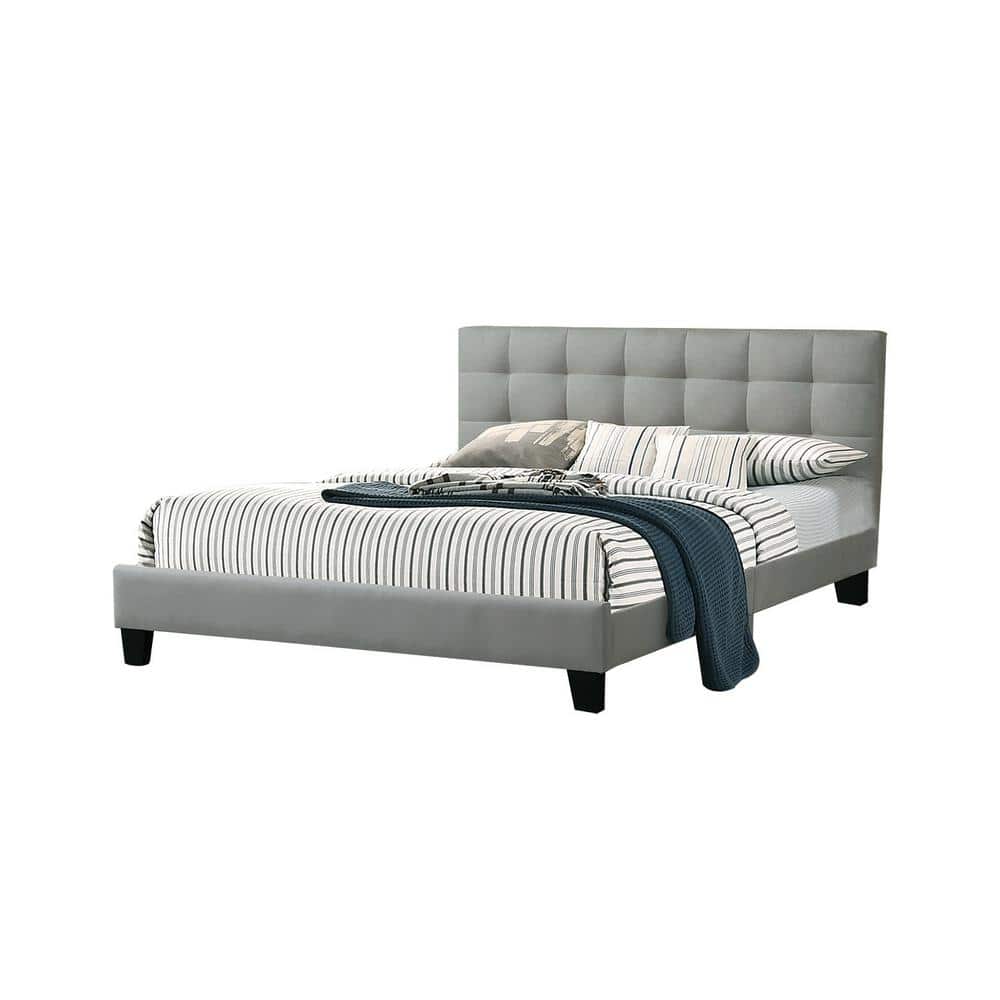 SIMPLE RELAX Grey Fabric Upholstered Full Size Bed SR019532F - The Home ...