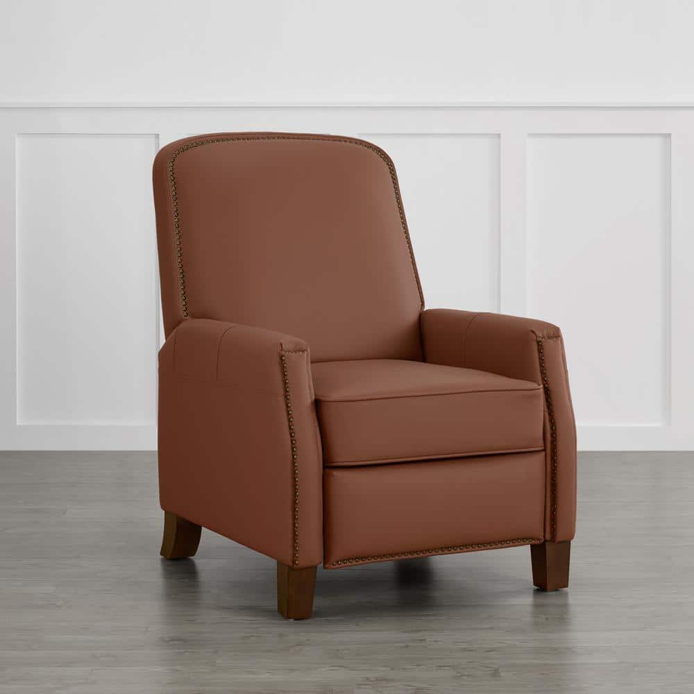 SPRUCE & SPRING Sophronia Saddle Leather Manual Push Back Recliner with ...