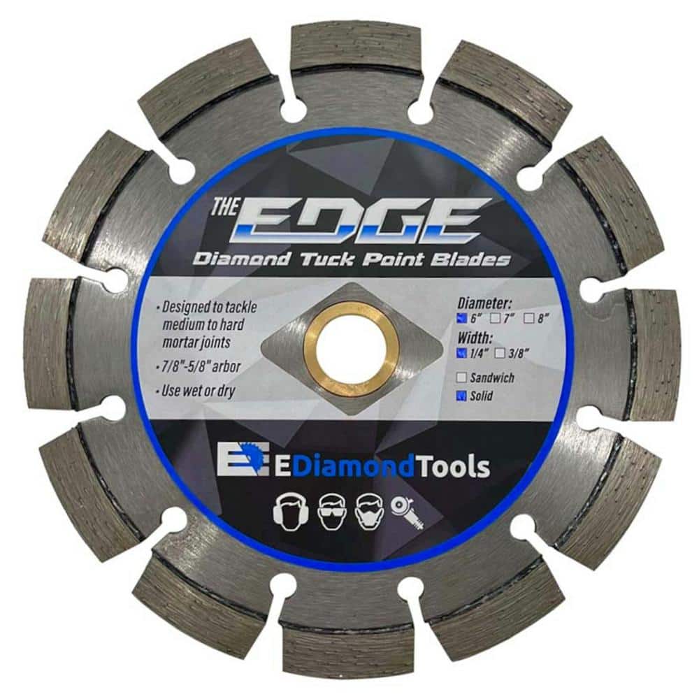 EDiamondTools 6 in. Mortar, Tuckpointing Rim, Single Blade, 1/4 in ...