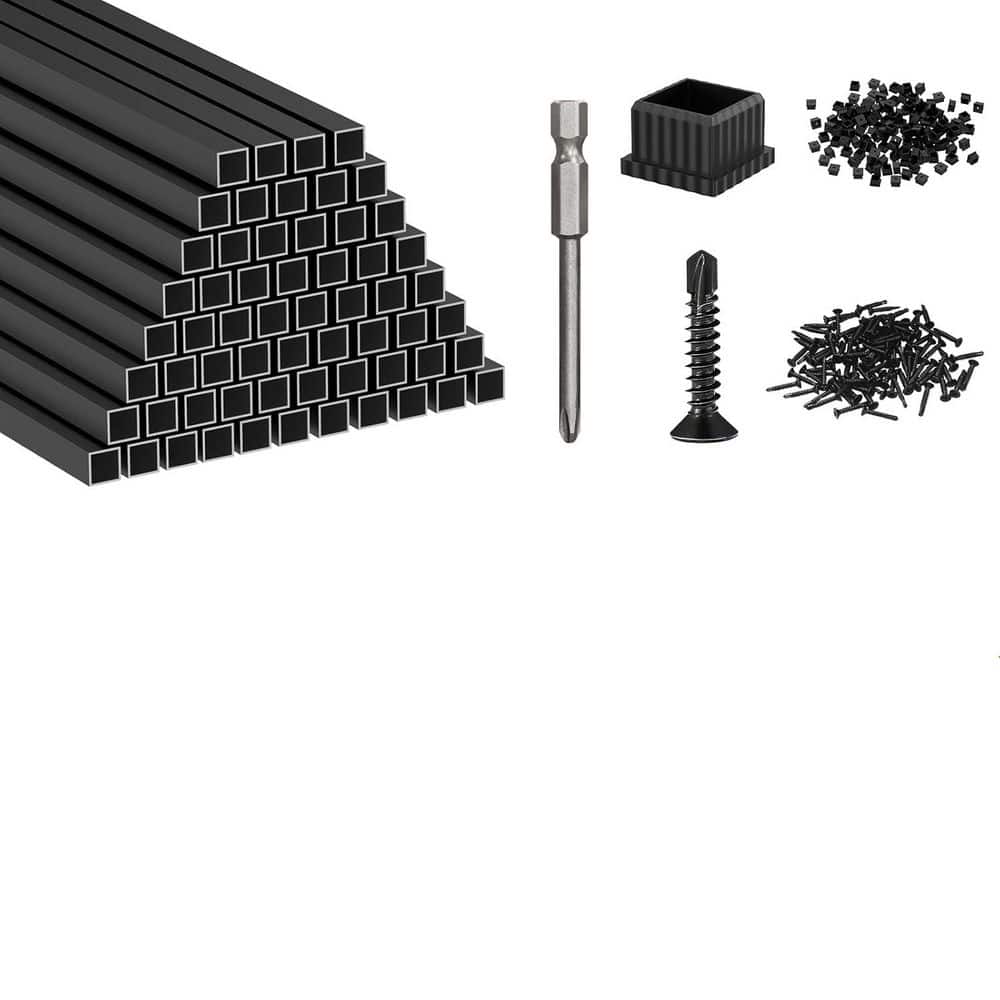 Afoxsos 26 in. H x 3/4 in. W Black Aluminum Stair Railing Kit with ...