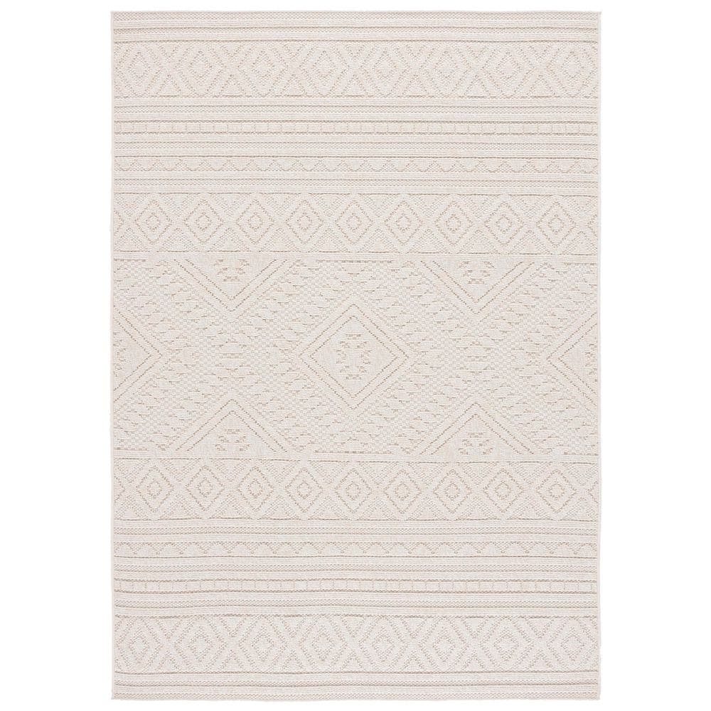 SAFAVIEH Global Light Beige/Ivory 9 ft. x 12 ft. Solid Striped Diamond ...