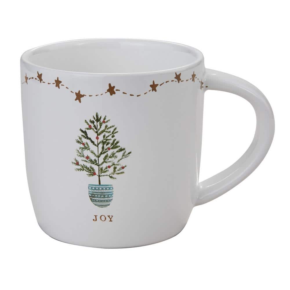 Split P Rustic Christmas Joy 16 oz. White Stone Mug - (Set of 4) 9952 ...