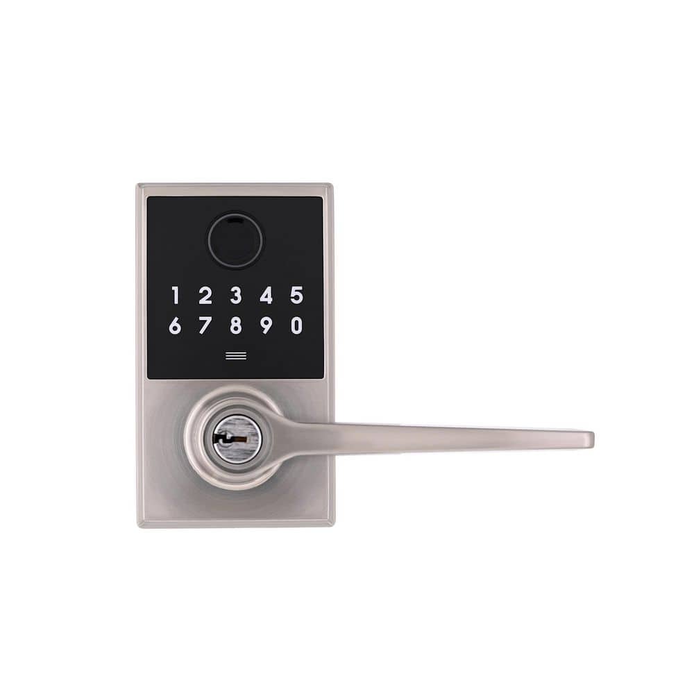 Defiant Square Satin Nickel Freedom Fingerprint Electronic Keyed Entry ...