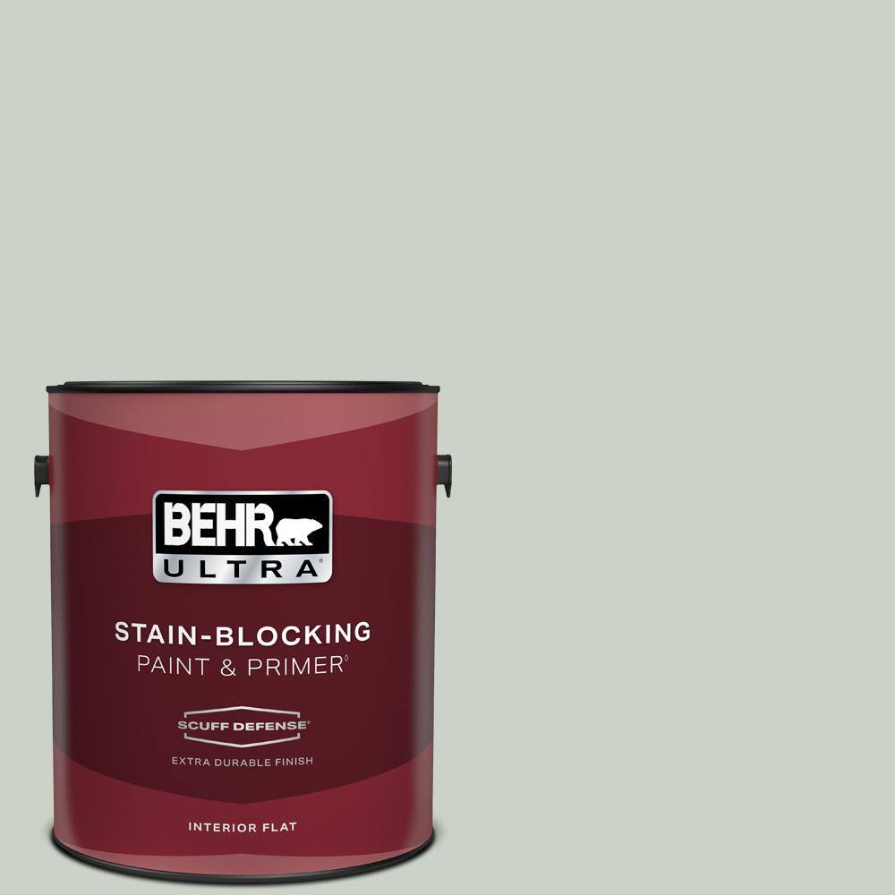 BEHR ULTRA 1 gal. #MQ3-48 Shy Green Extra Durable Flat Interior Paint ...