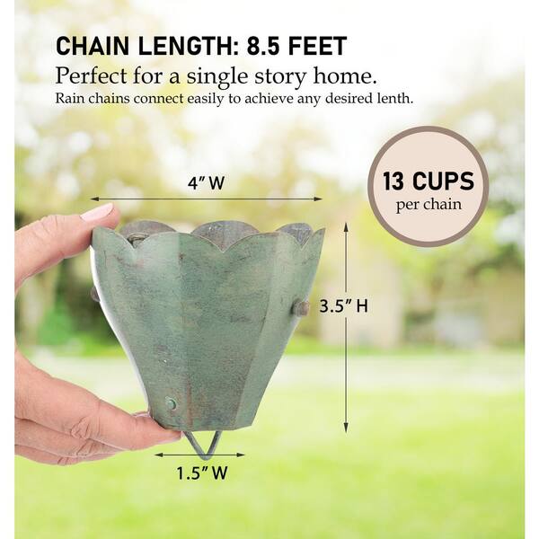 Rain Chain Basin Good Directions 16.5" Copper - Large Catch Basin For ...