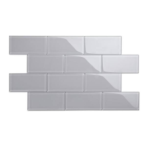 Giorbello Lavender Gray 3 in. x 6 in. x 8mm Glass Subway Wall Tile (5 ...