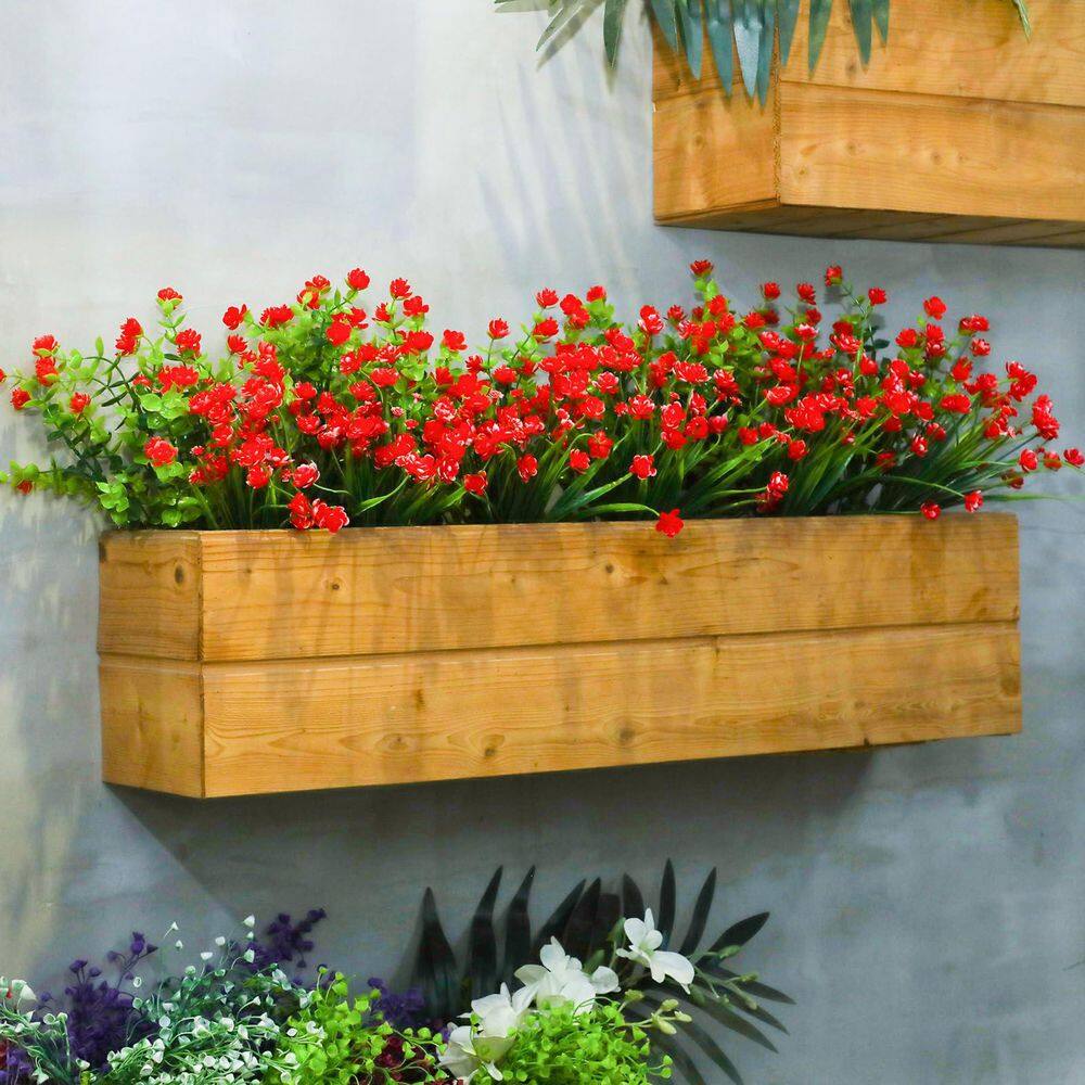 13 in. Red, Artificial Flowers Outdoor, Artificial Plants Shrubs ...