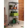 TRINITY PRO Black 4-Tier Rolling Steel Wire Garage Storage Shelving ...