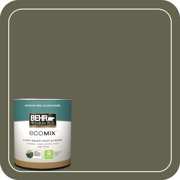 BEHR PREMIUM PLUS 1 qt. #400F-7 Groundcover Semi-Gloss Enamel EcoMix ...