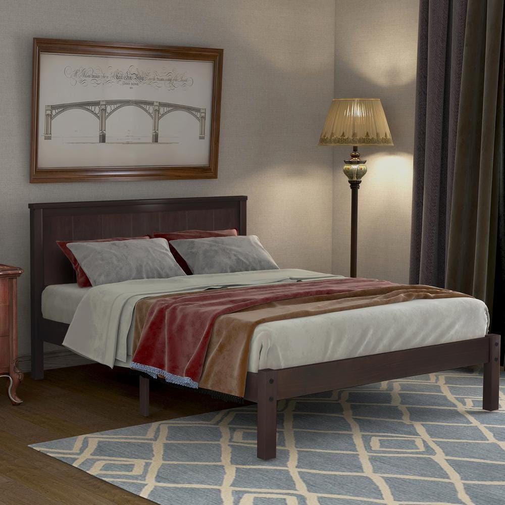 Harper & Bright Designs Modern Espresso (Brown) Wood Frame Twin Size ...