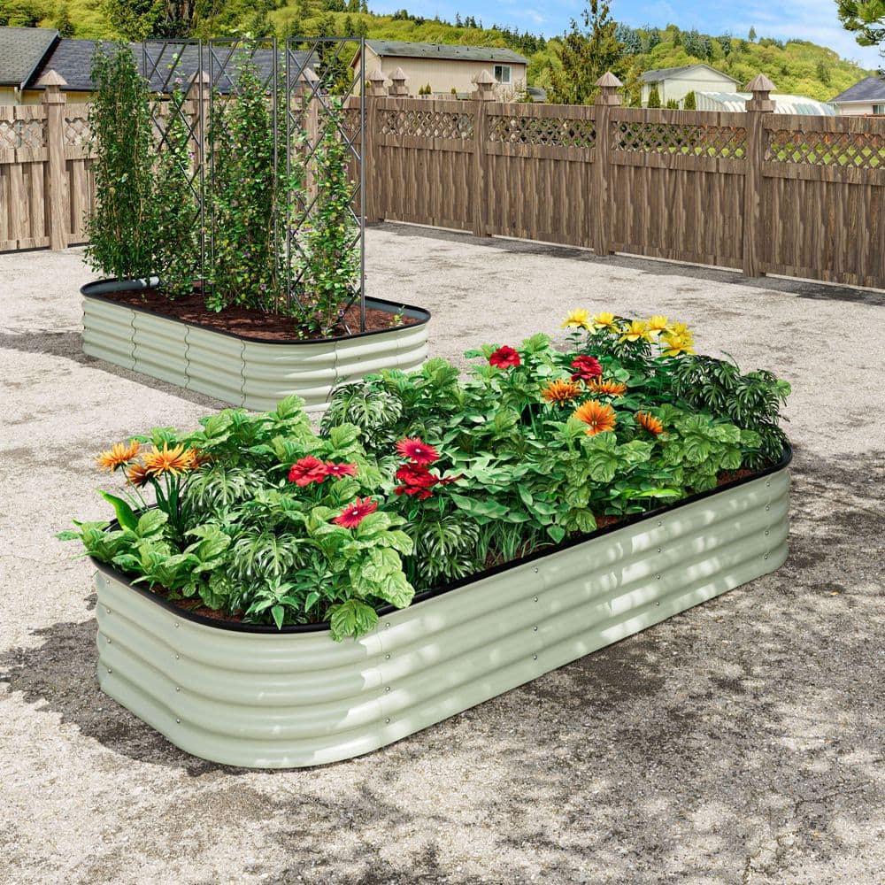 Reviews for VEIKOUS Light Green Galvanized Steel Raised Garden Bed 9-in ...