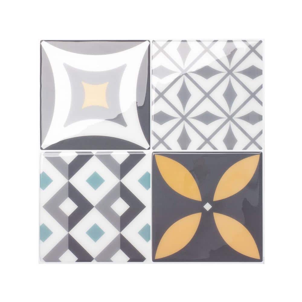 smart tiles Vintage Cadiz Multi Colored 9 in. x 9 in. Vinyl Peel and ...