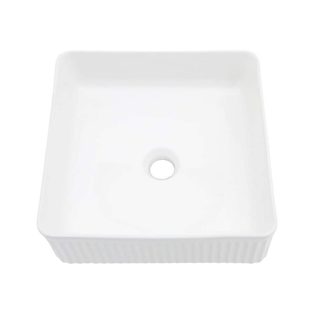 Tidoin 15.69 in. Drop-In/Undermount Single Bowl White Ceramic Kitchen ...