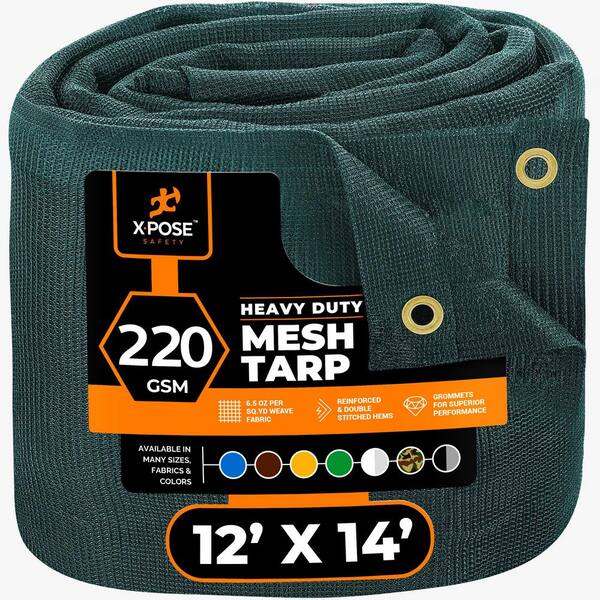XPOSE SAFETY 12 ft. x 14 ft. Heavy Duty Mesh Tarp - Green GMT-1214-X ...