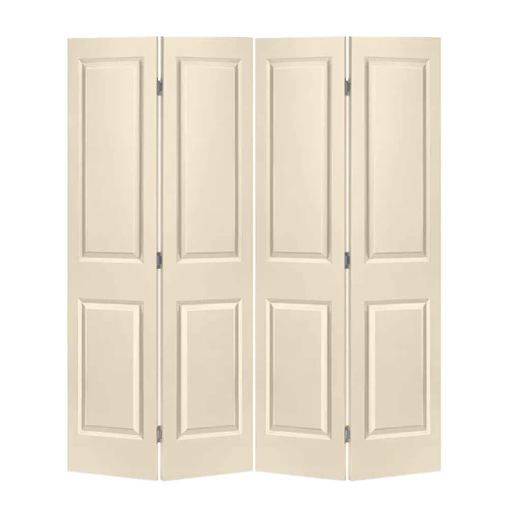 CALHOME 72 in. x 80 in. 2 Panel Beige Painted MDF Composite Bi-Fold ...