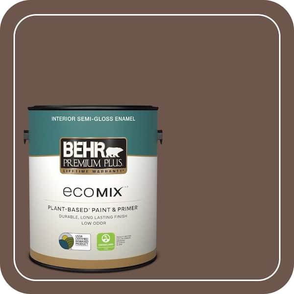 BEHR PREMIUM PLUS 1 gal. #N170-6 Natural Bark Semi-Gloss Enamel EcoMix ...
