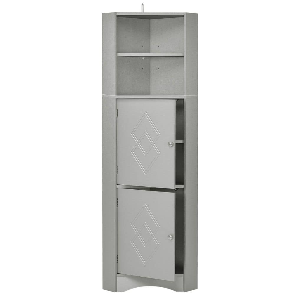 YSQCAR 21 in. W x 12.8 in. D x 61 in. H Gray MDF Freestanding Triangle ...