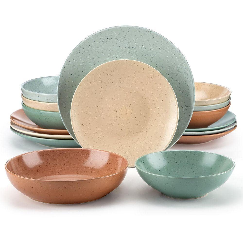 MALACASA 16-Piece Multi-Colored Stoneware Dinnerware Set Service for 4 ...