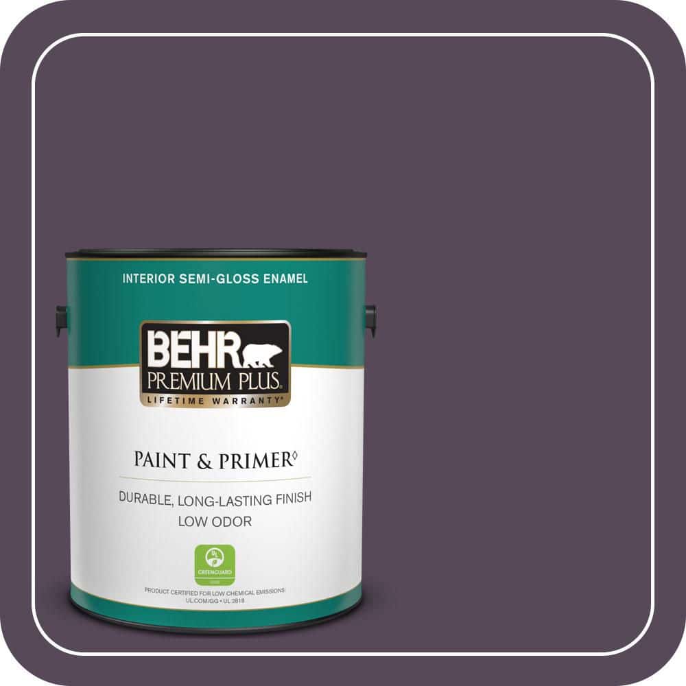 BEHR PREMIUM PLUS 1 gal. #M100-7 Deep Merlot Semi-Gloss Enamel Low Odor ...