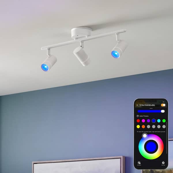 Hampton Bay Boedy 2 ft. 3-Light Smart Matte White Integrated LED Fixed ...