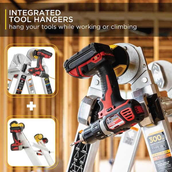 Gorilla Ladders 26 ft. Aluminum Ladder, Rail Brackets, Step Platform ...