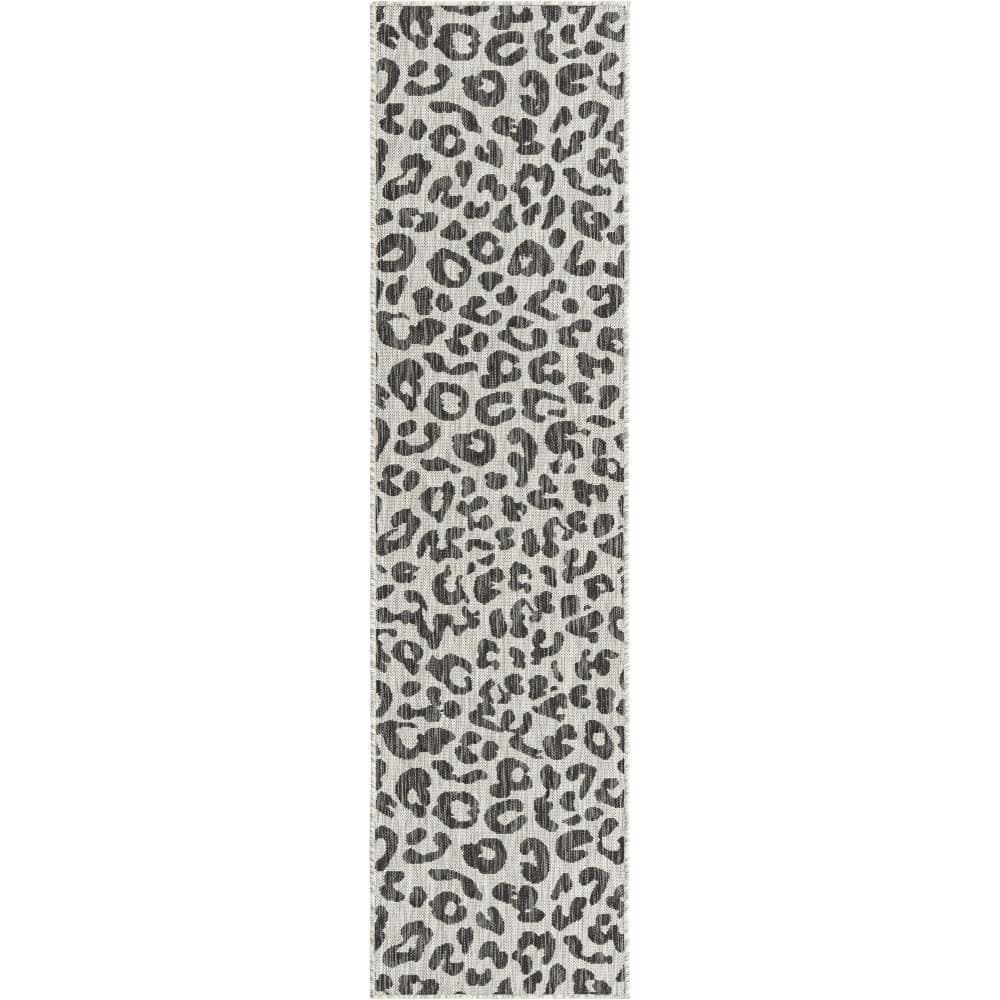Unique Loom Outdoor Safari Leopard Light Gray 2 ft. x 8 ft. Area Rug ...