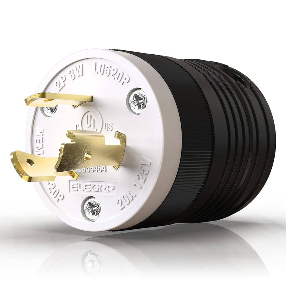 ELEGRP 20 Amp 125-Volt NEMA L5-20P Locking Plug, Industrial Grade ...
