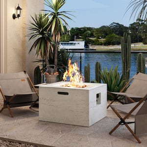 24 in. 40,000 BTU MGO Outdoor Square Propane Fire Pit Table with Steel ...