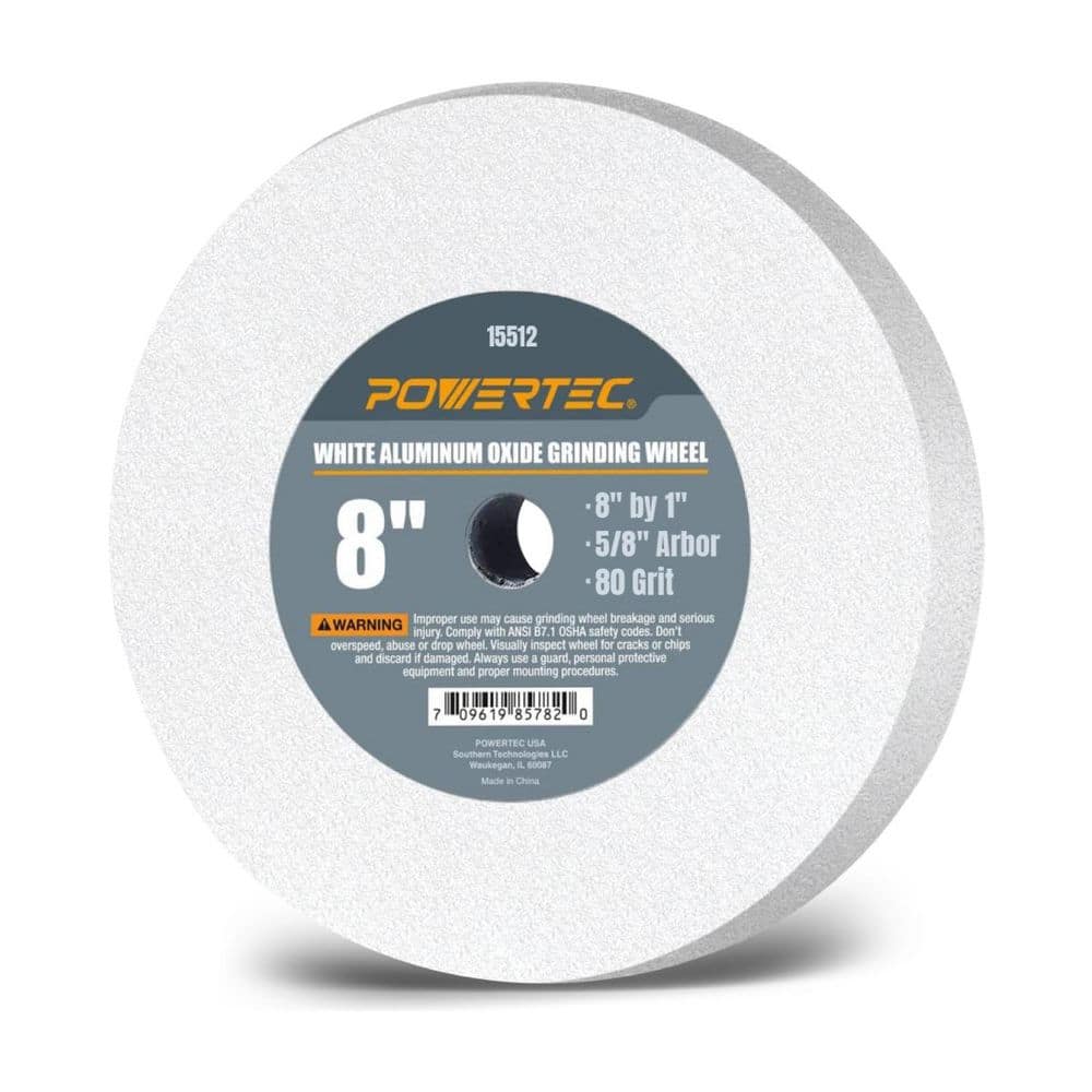 ‎POWERTEC 8 in. x 1 in. 80-Grit 5/8 in. Arbor White Aluminum Oxide ...