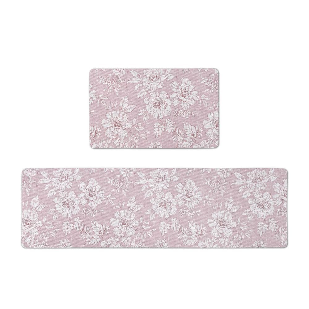 Laura Ashley Pink Iris Floral 17.5 in. x 60 in. /17.5 in. x 28 in. Anti ...