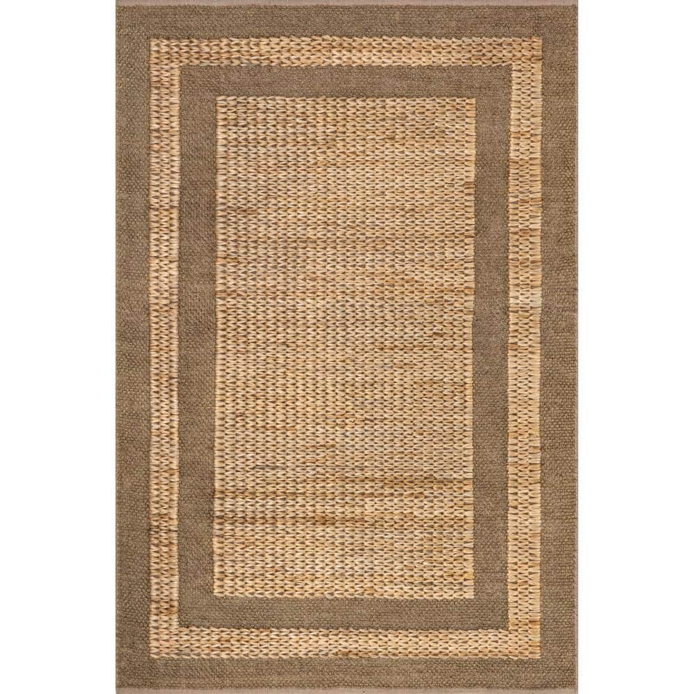 nuLOOM Linnett Farmhouse Bordered Jute Natural 4 ft. x 6 ft. Area Rug ...
