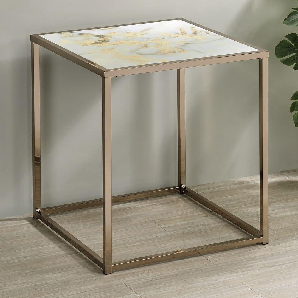 Steve Silver Salvador 21 in. Marble Square Bronze End Table SV200E ...