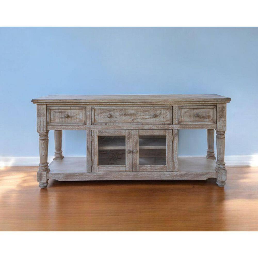 HomeRoots Desert Sand TV Stand Fits TV's up to 70 in. with Shelves ...