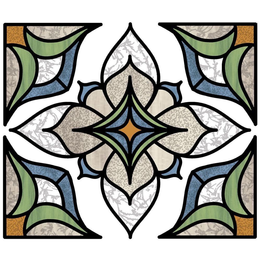 InHome Blue Alden Stained Glass Decal (Set of 2) TNH2415 - The Home Depot