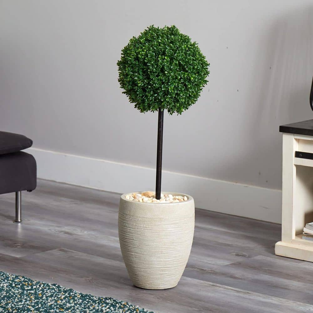 3 ft. Artificial Topiary Tree in White Planter for Indoor/Outdoor 1 in ...